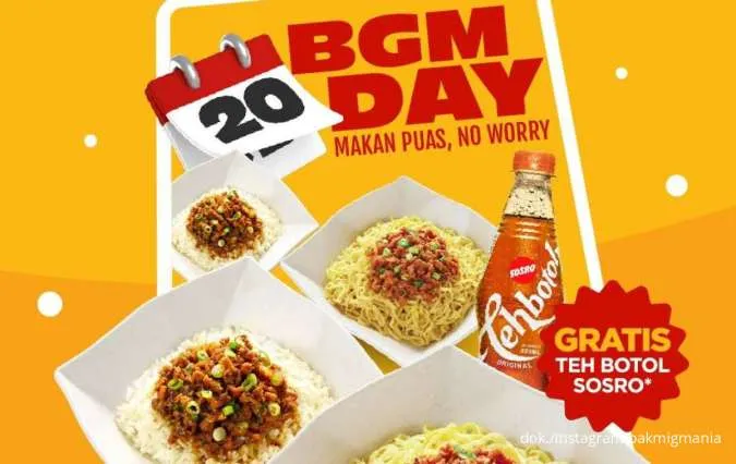 Promo Bakmi GM BGM Day Mulai Rp 20.000-an Per Orang Gratis Teh Botol Sosro
