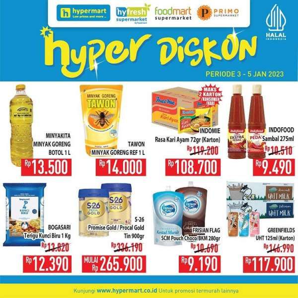 Harga Promo Hypermart 3-5 Januari 2023, Promo Hyper Diskon Weekday Terbaru