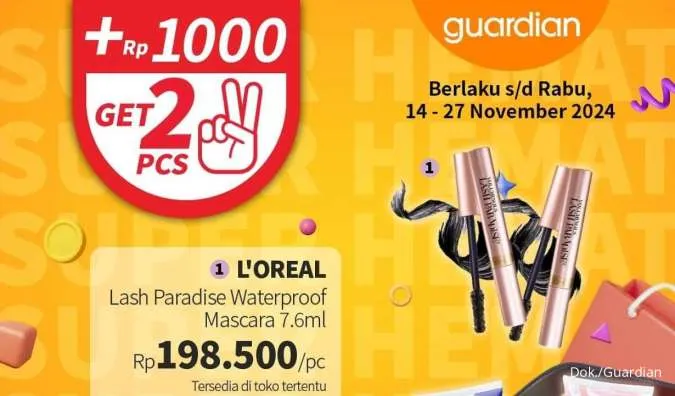 Promo Guardian 14-27 November 2024, Maskara L’Oreal Tambah Rp 1.000 ...