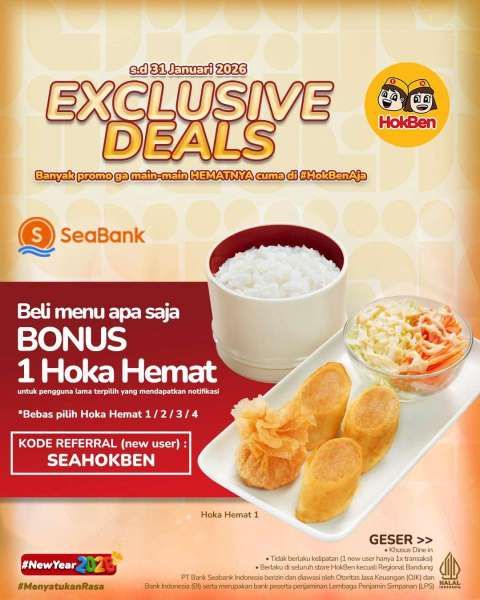 Promo HokBen dengan Bank Saqu dan SeaBank Januari 2026, Cuma Rp 9.900