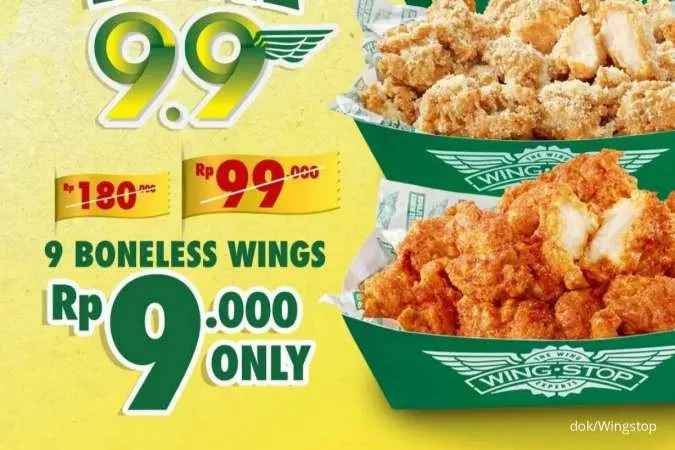 Promo 9.9 Wingstop 8-11 September 2022, Super Deal 9 Boneless Wings Cuma Rp 9.000