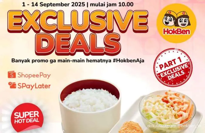 Promo HokBen ShopeePay SPayLater 1-14 September, Makan Hoka Hemat 3 Cuma Rp 1.000