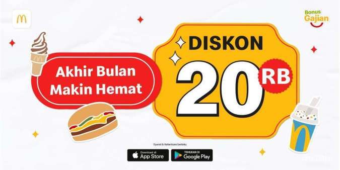 McD Diskon 20% - Promo McD 24-31 Agustus 2022, Bonus Gajian Merdeka dengan Diskon 20%