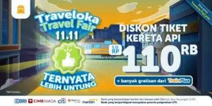 Promo Traveloka Travel Fair 11.11, Diskon Tiket Kereta Api sampai Rp 110.000