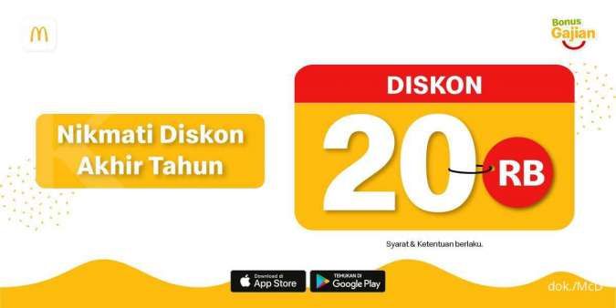 McD Diskon 20% - Promo McD 24-31 Agustus 2022, Bonus Gajian Merdeka dengan Diskon 20%