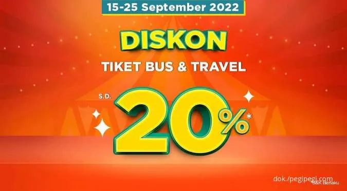 Promo Pegivaganza PegiPegi s.d 25 Sept 2022, Diskon Tiket Bus & Travel hingga 20%