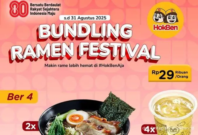 Promo HokBen Bundling Ramen Agustus 2025, Makan Bareng Mulai Rp 29.000-an/Orang