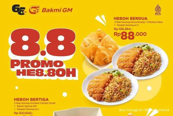 Promo Bakmi GM HE8.8OH 8-10 Agustus, Makan Berdua atau Bertiga Serba Rp 88.000