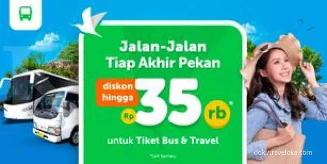 Promo Traveloka Akhir Pekan, Diskon Tiket Bus dan Travel Hingga Rp 35.000