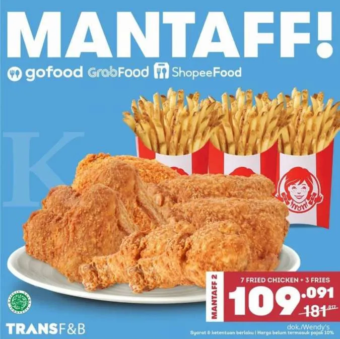 Promo Wendy’s Agustus 2021, Diskon Mantaff 1-3 Bagi Pengguna Kartu Kredit Bank Mega
