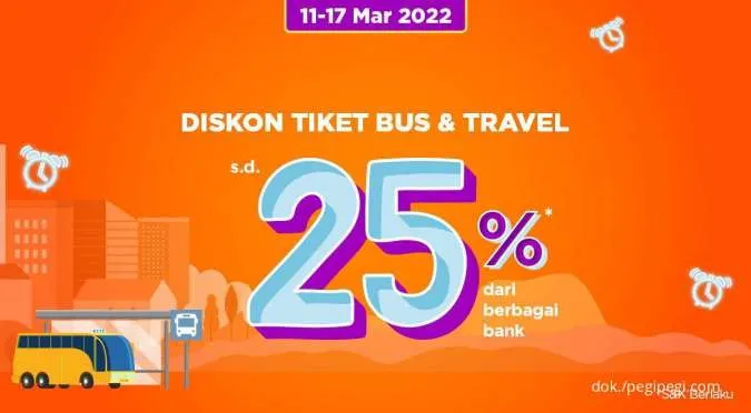 Promo PegiPegi Diskon Tiket Bus & Travel Sampai 25%, Berakhir 17 Maret 2022