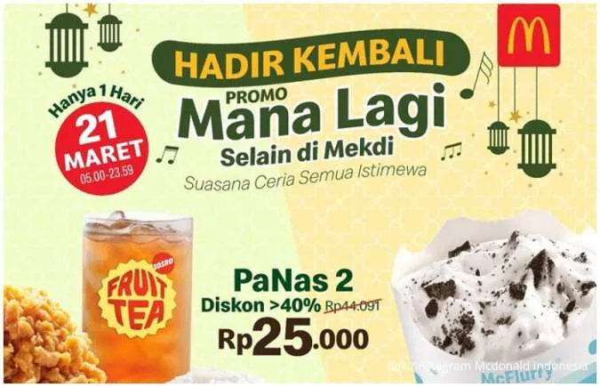 Promo McD Super Hemat Khusus 21 Maret 2025, Beli PaNas 2 Hanya Rp 25.000-an Saja
