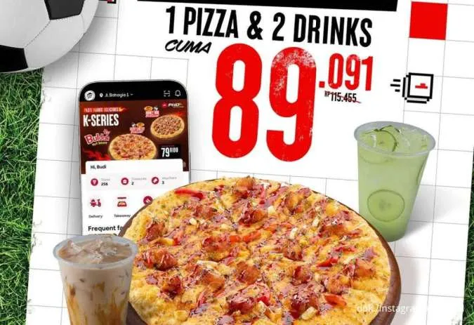 Promo PHD Dukung Garuda Muda, Paket Pizza Buldak + 2 Minuman Cuma Rp 89 ...